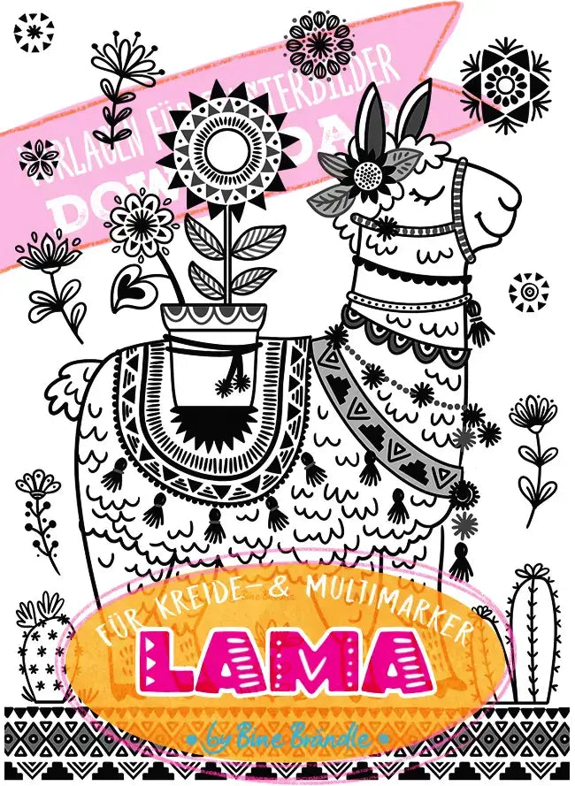 Llama for chalk markers - Creative template for window decoration ...