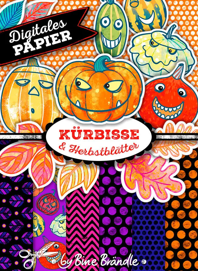 Pumpkins – Patterned A4 paper sheets for DIY projects – Bines Shop