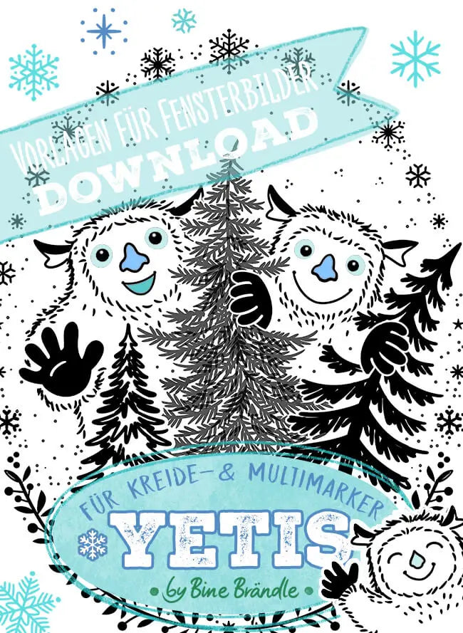 Yetis - Druckvorlagen auf 10 DIN A4 Seiten – Bines Shop