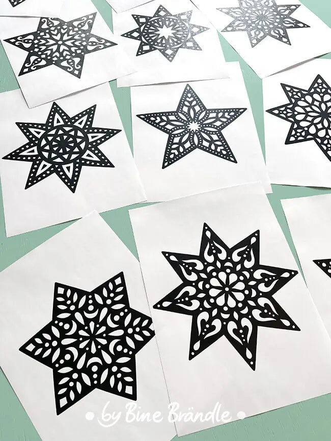 Sterne wie Scherenschnitte – Bines Shop